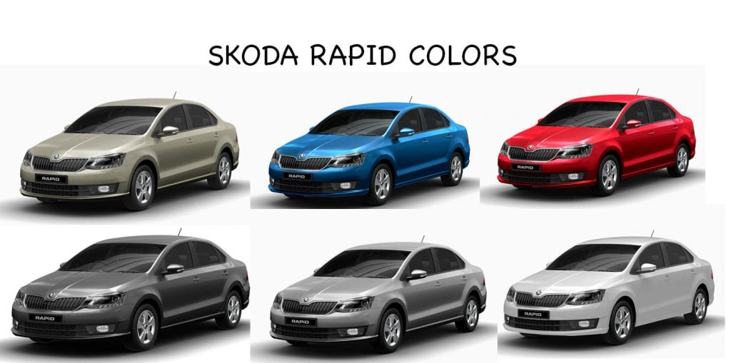 Skoda Rapid Colors: White, Beige, Blue, Red, Silver, Steel - GaadiKey