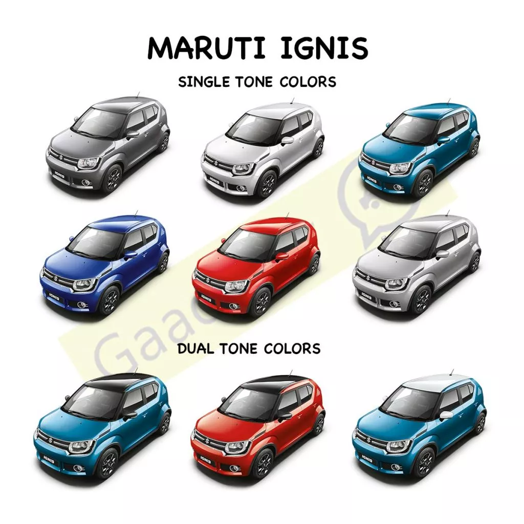 Maruti Ignis Colors: Blue, Red, White, Silver, Grey - GaadiKey