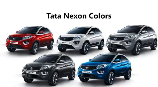 Tata Nexon Colors: Blue, Grey, Silver, Red, White - GaadiKey