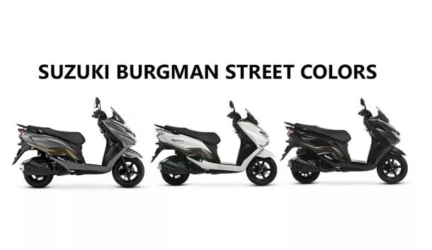 Suzuki Burgman Street Colors: White, Gray and Black - GaadiKey