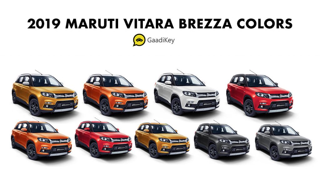 2019 Maruti Vitara Brezza Colors: Orange, Red, Silver, White, Yellow ...