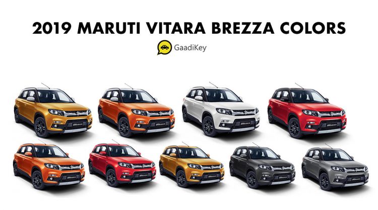 2019 Maruti Vitara Brezza Colors: Orange, Red, Silver, White, Yellow ...