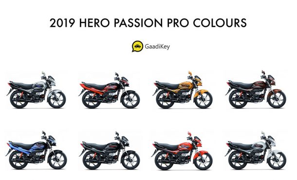 2019 Hero Passion Pro Colors- Black, Blue, Grey, Red, Yellow, Silver ...