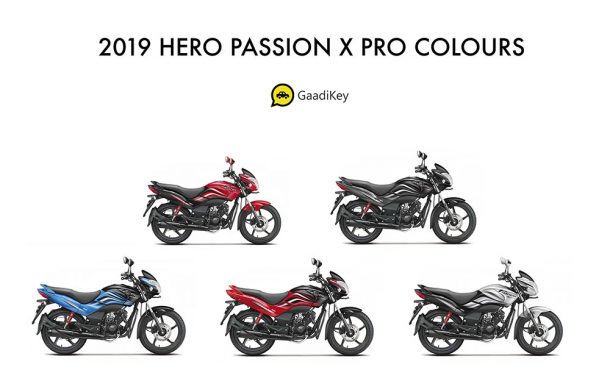 2019 Hero Passion X PRO Colors: Black, Blue, Grey, Red, Silver - GaadiKey