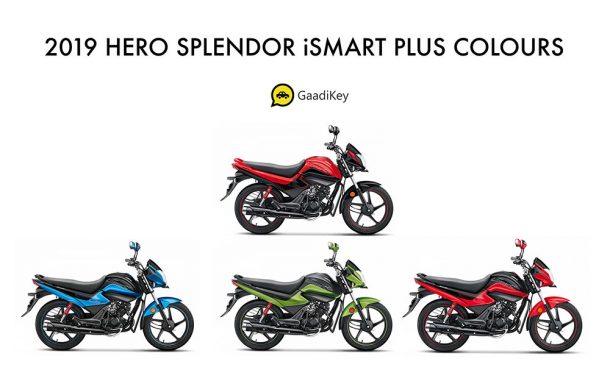 2019 Hero Splendor iSmart Plus Colors: Black, Red, Blue, Green - GaadiKey