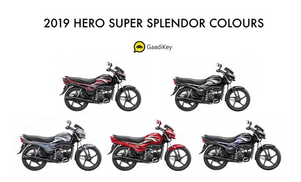 2019 Hero Super Splendor Colors- Red, Blue, Grey, Black - GaadiKey