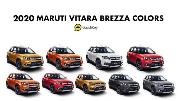 2020 Maruti Vitara Brezza Colors: Orange, Red, Silver, White, Yellow ...