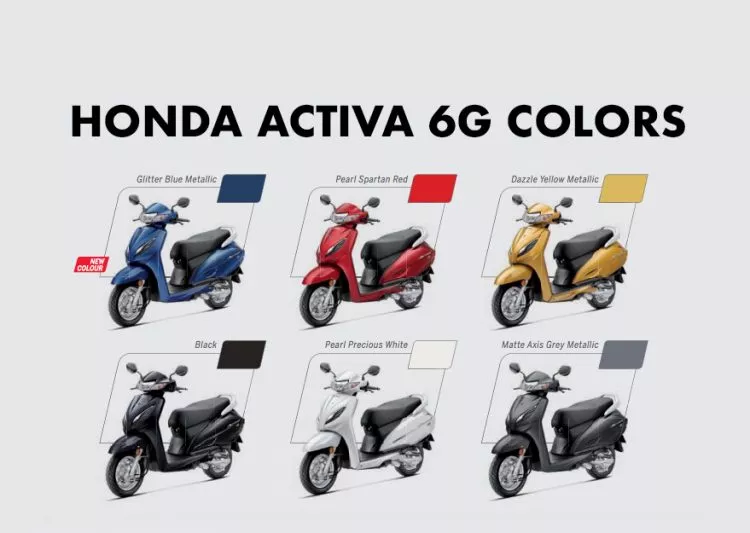 Honda Activa 6G Colors: Blue, Red, Yellow, Black, White, Grey - GaadiKey