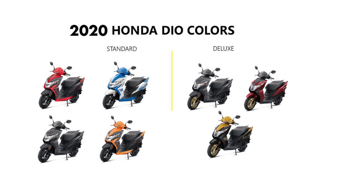 2020 Honda Dio Colors: Red, Blue, Yellow, Orange, Grey, Black - GaadiKey