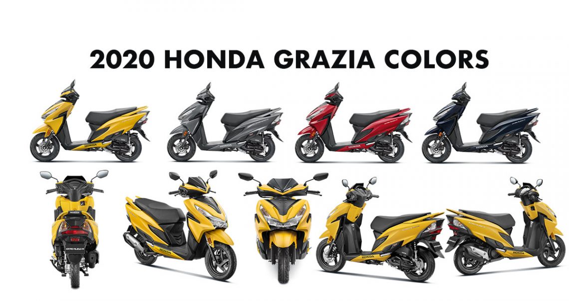 2020 Honda Grazia Colors: Yellow, Blue, Red, Grey (BS6 Model) - GaadiKey