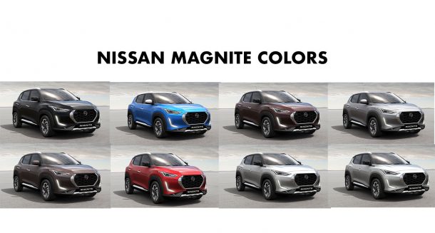 Nissan Magnite Colors: Red, Brown, Silver, White, Blue, Black - GaadiKey