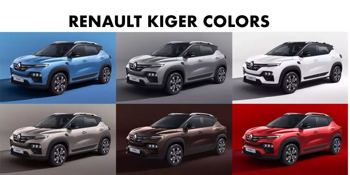Renault Kiger Colors: Blue, Brown, Grey, White, Red, Silver - GaadiKey