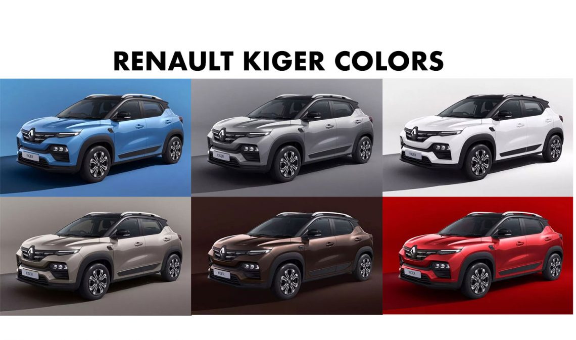 Renault Kiger Colors: Blue, Brown, Grey, White, Red, Silver - GaadiKey