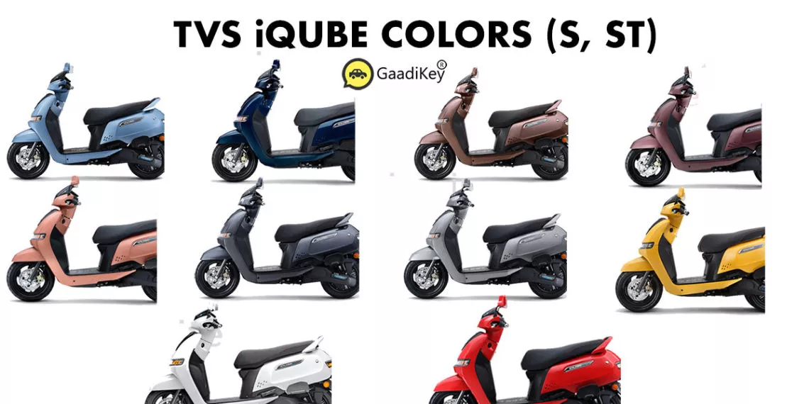 TVS iQube Colors: Blue, Grey, Yellow, Copper, Red, White - GaadiKey