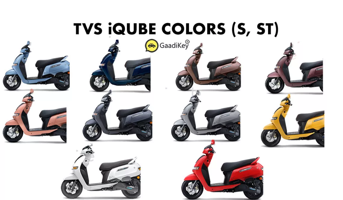 TVS iQube Colors: Blue, Grey, Yellow, Copper, Red, White - GaadiKey