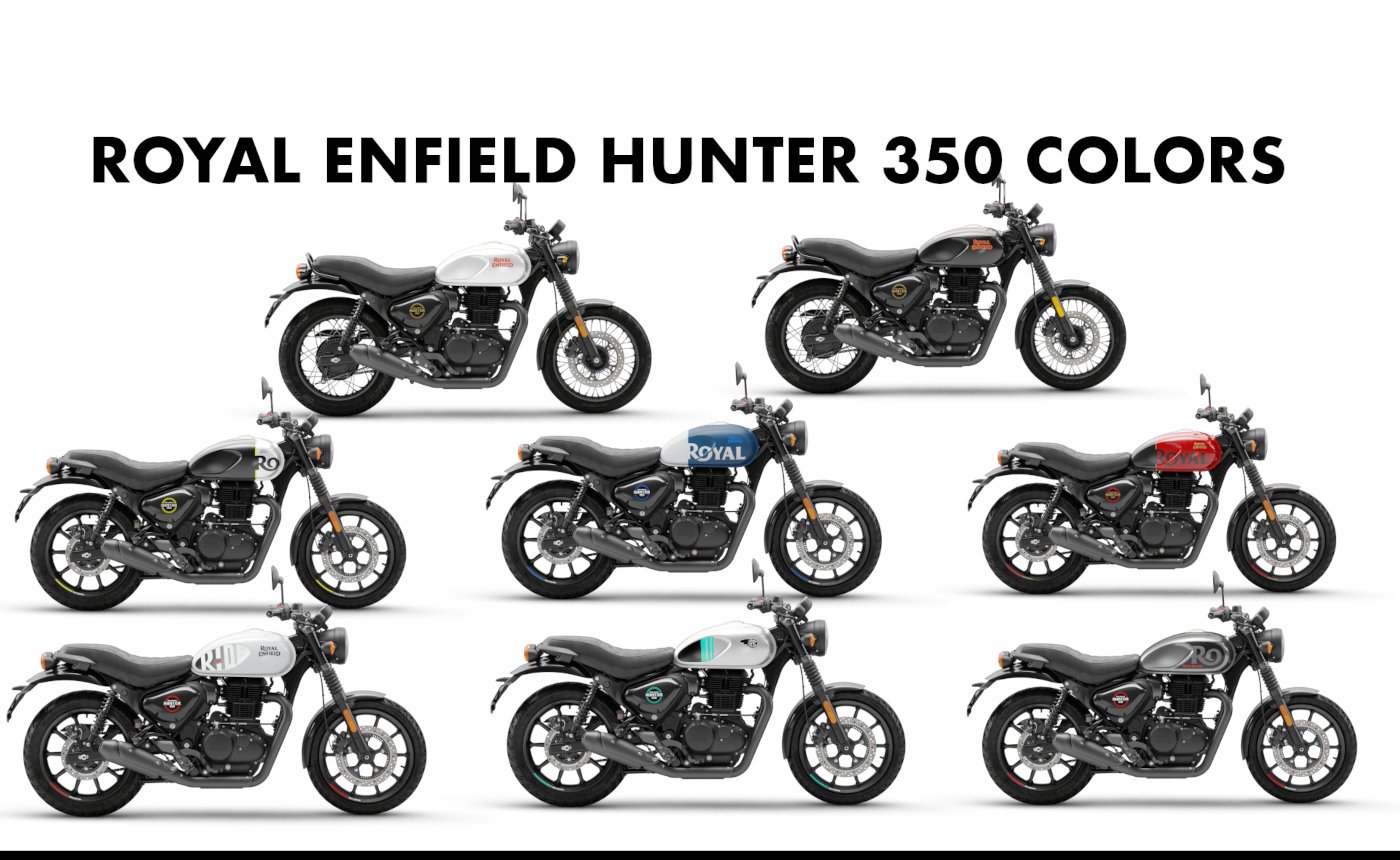 Royal Enfield Hunter 350 Colors: Blue, Red, Black (8+ Colors) - GaadiKey