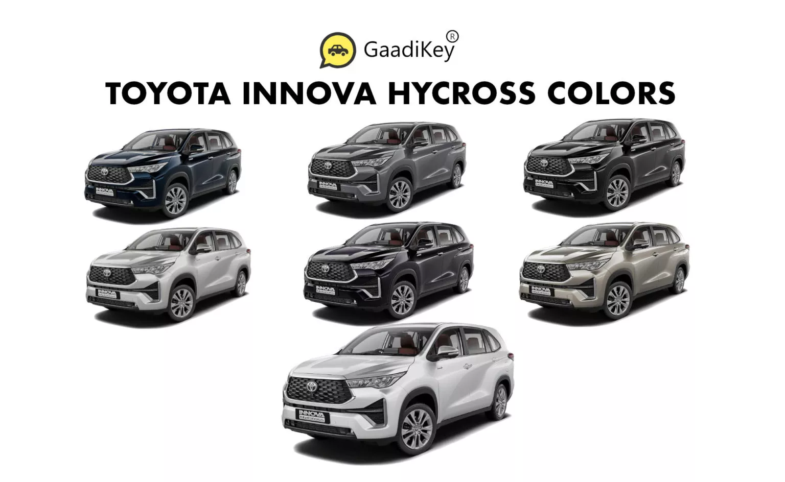 Toyota Innova HyCross Colors: White, Pearl, Silver, Ageha, Black - GaadiKey