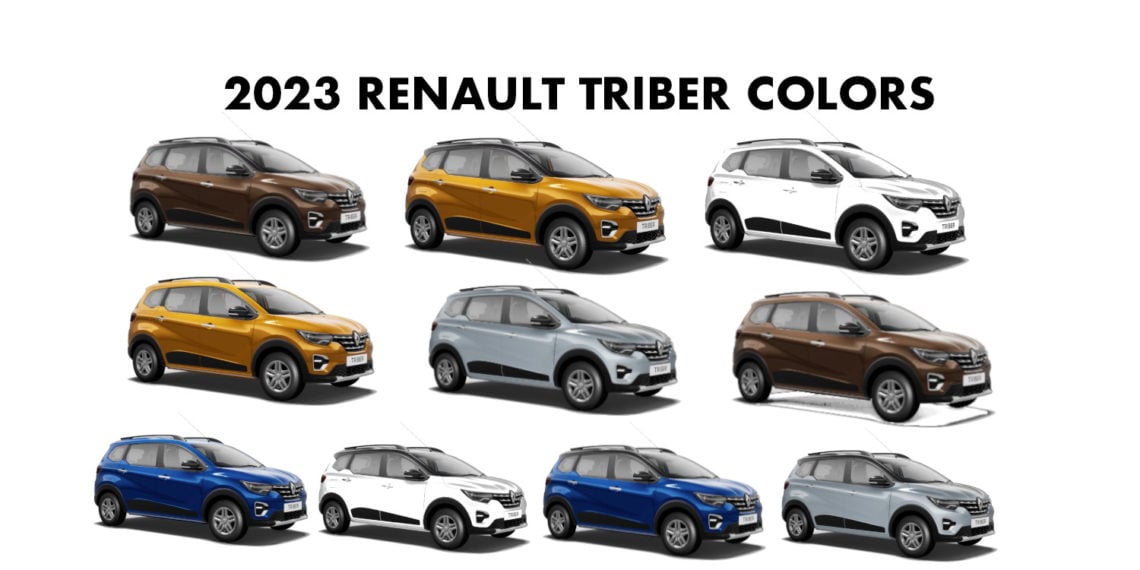 2023 Renault Triber Colors: White, Blue, Mustard, Brown - GaadiKey