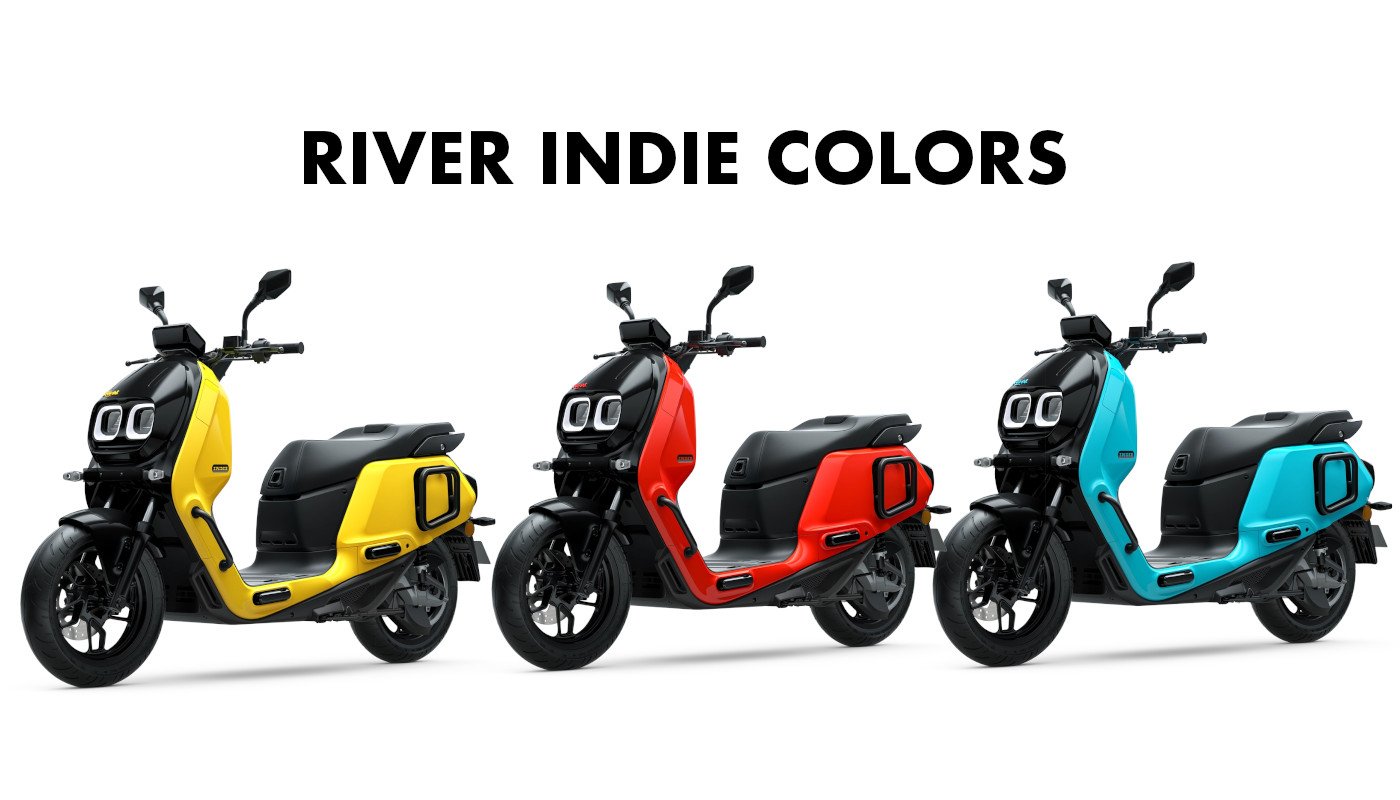 River Indie Colors: Red, Blue, Yellow (SUV of scooters) - GaadiKey