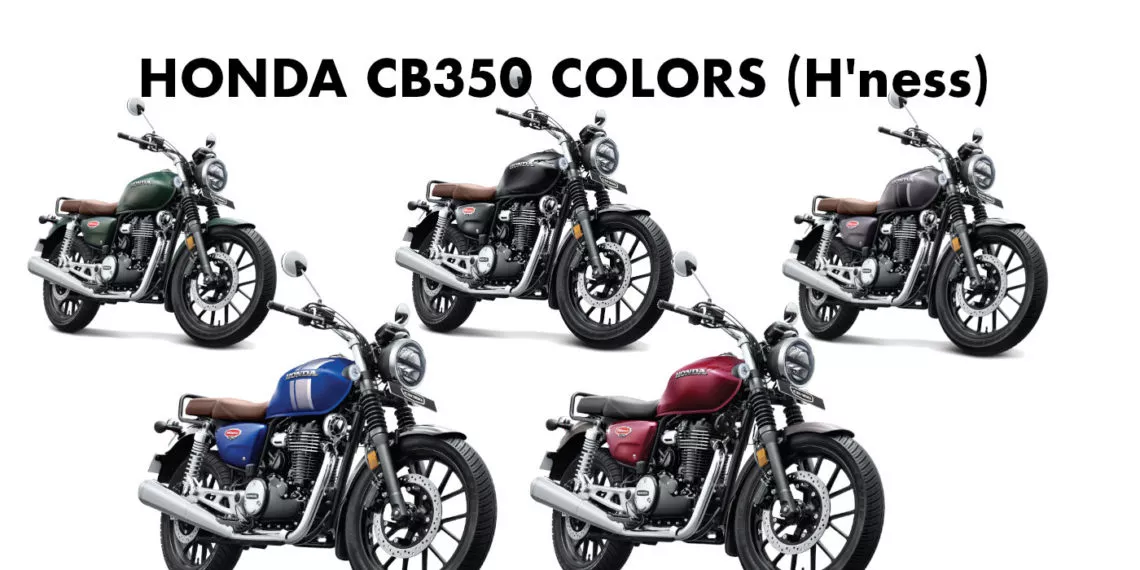2023 Honda CB350 Colors (H'ness): Red, Green, Blue, Black - GaadiKey