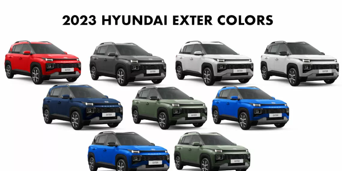 2023 Hyundai Exter Colors: Khaki, Blue, Starry Night, White, Red - GaadiKey