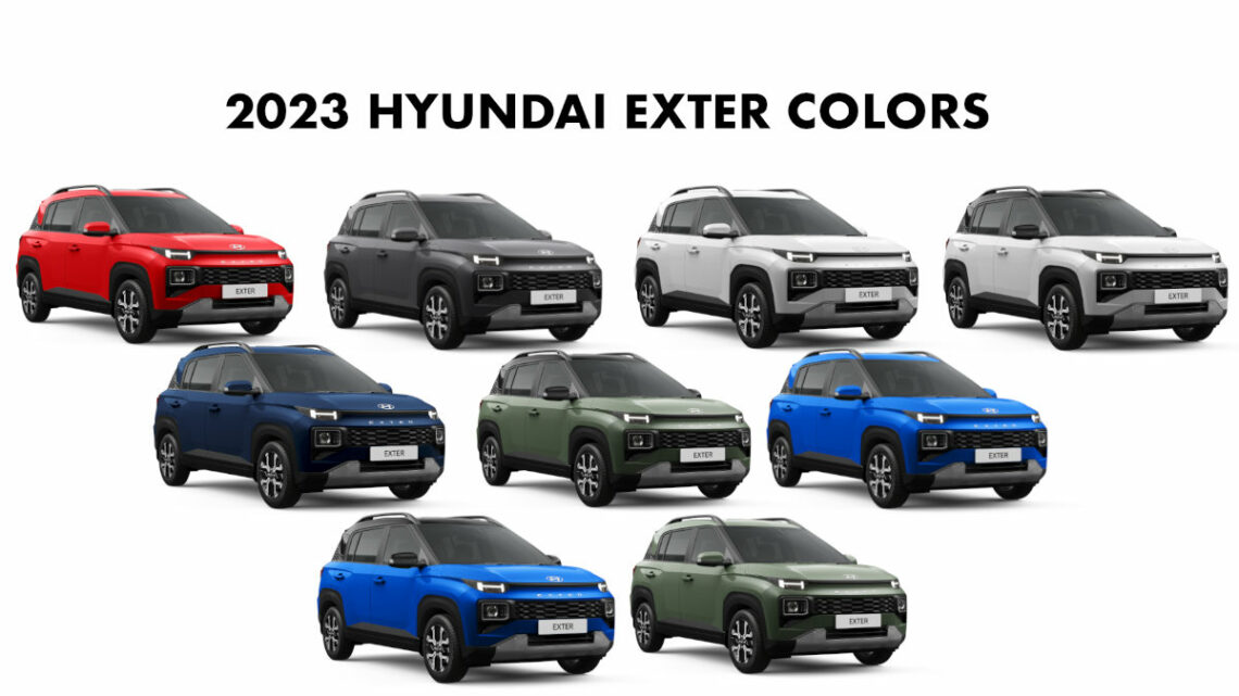 2023 Hyundai Exter Colors: Khaki, Blue, Starry Night, White, Red - GaadiKey