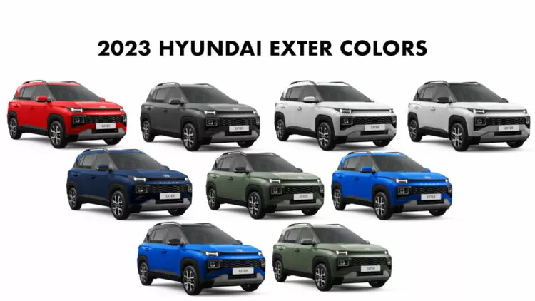 2023 Hyundai Exter Colors: Khaki, Blue, Starry Night, White, Red - GaadiKey