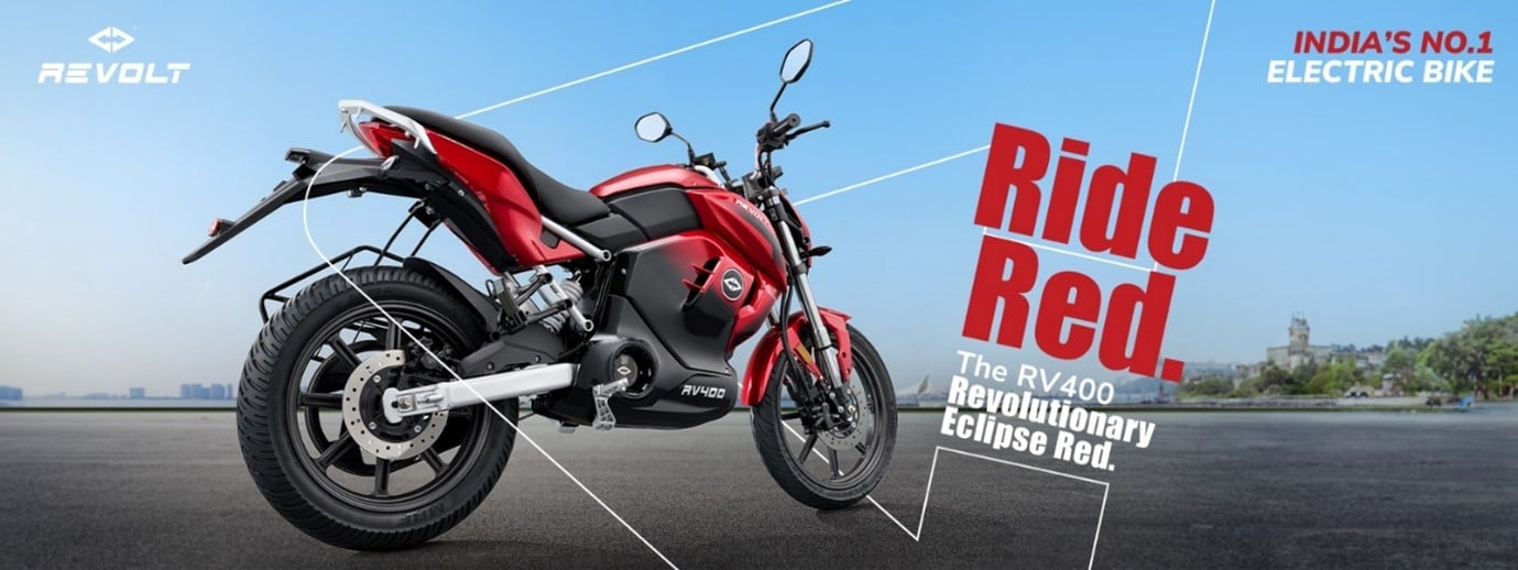 Revolt RV400 Electric Motorcycle launched in Eclipse Red Color - GaadiKey