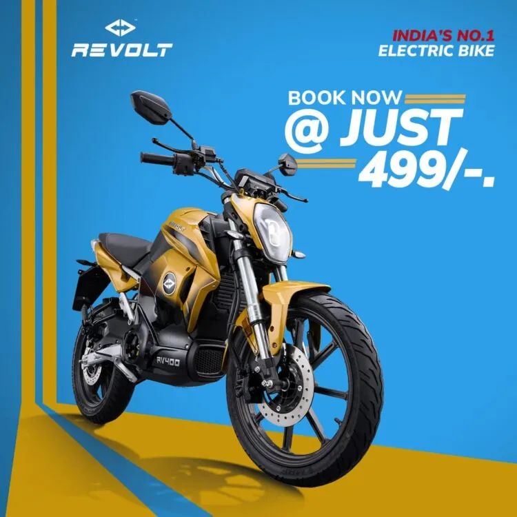 Revolt RV400 Electric Motorcycle launched in Lightning Yellow Color option - GaadiKey