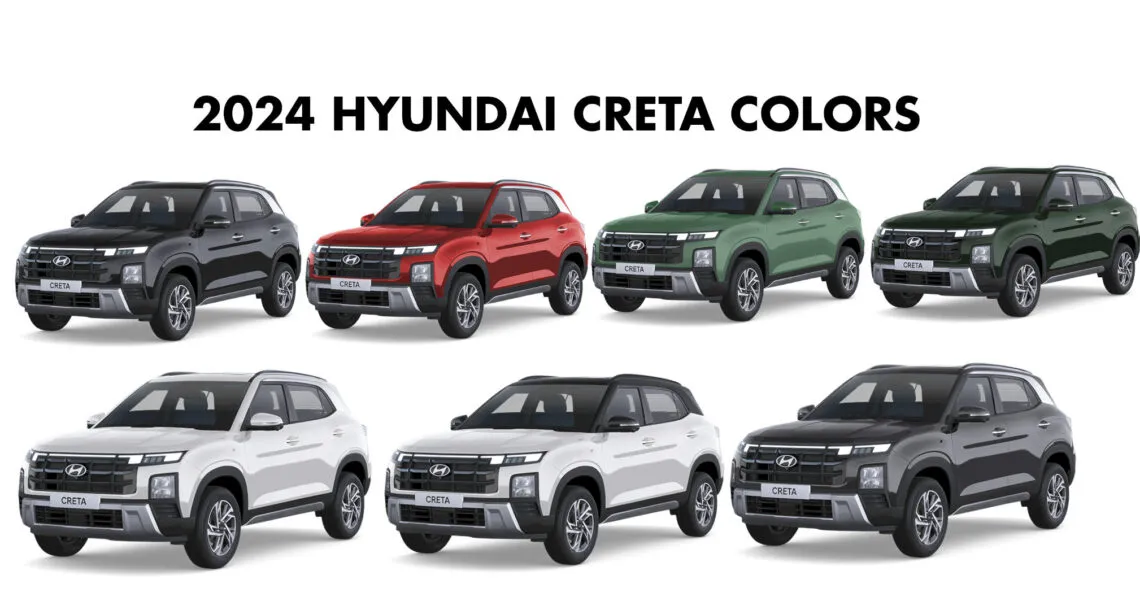 2024 Hyundai Creta Colors: Black, Khaki, Red, Grey, Emerald, White ...