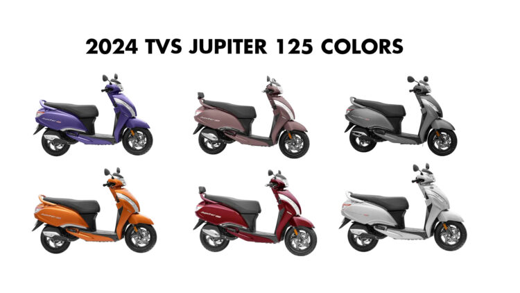 2024 TVS Jupiter 125 Colors: Red, Bronze, Orange, IndiBlue, Grey, White ...