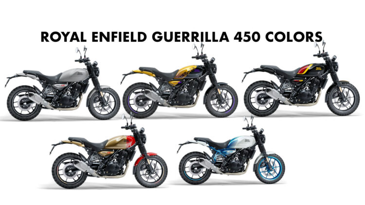 Royal Enfield Guerrilla 450 Colors: Silver, Gold, Black, Blue, Yellow ...