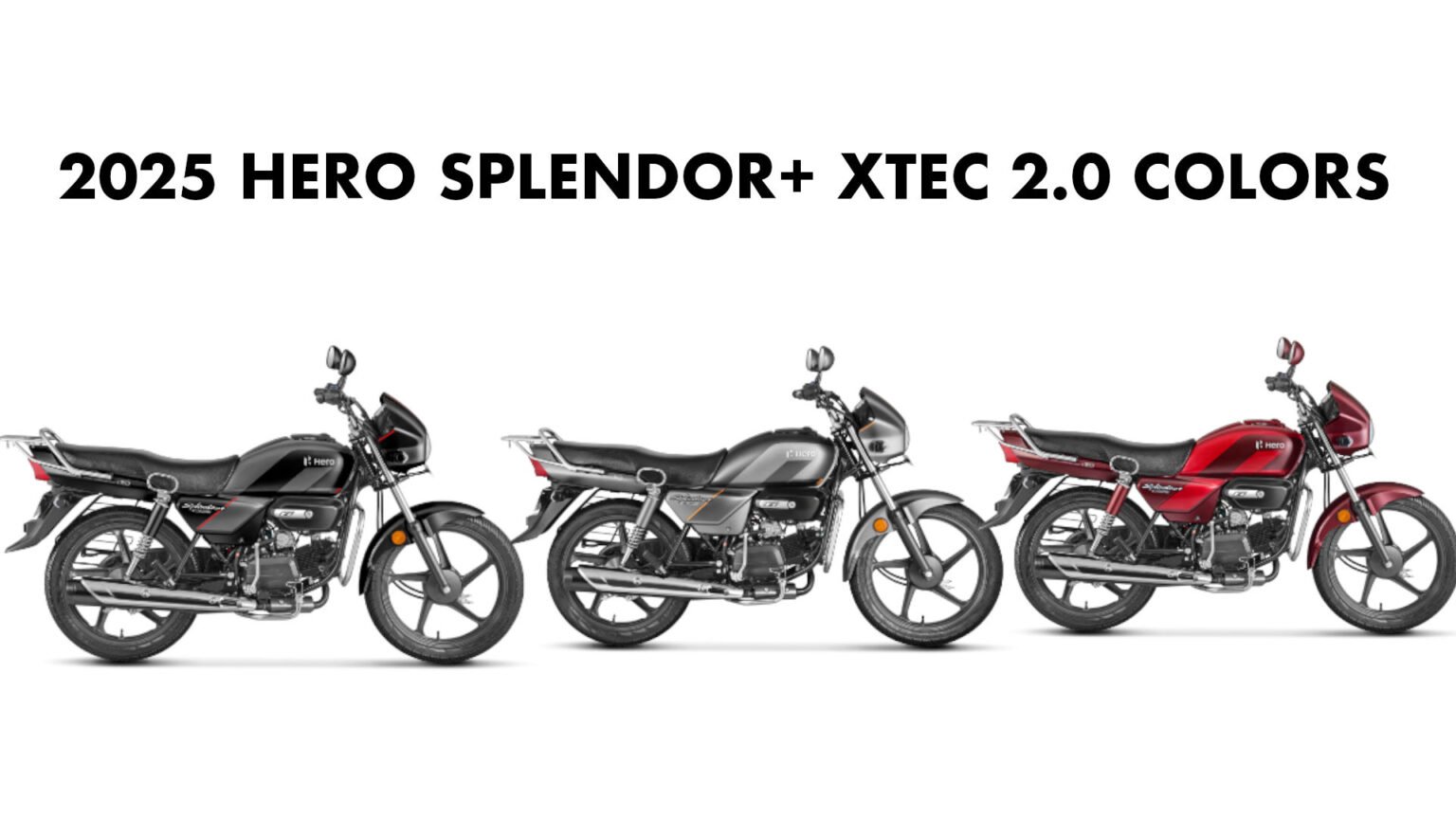 2025 Hero Splendor+ XTEC 2.0 Colors: Black, Grey, Red - GaadiKey