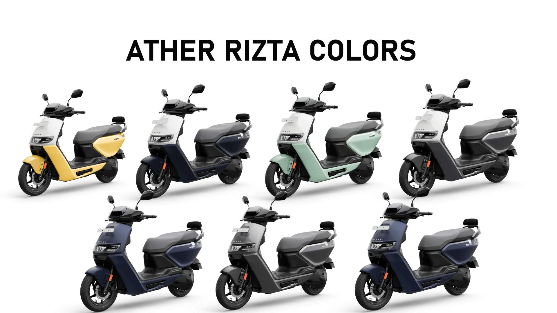 Ather Rizta Colors: Blue, Yellow, Green, Grey, White, Matte - GaadiKey