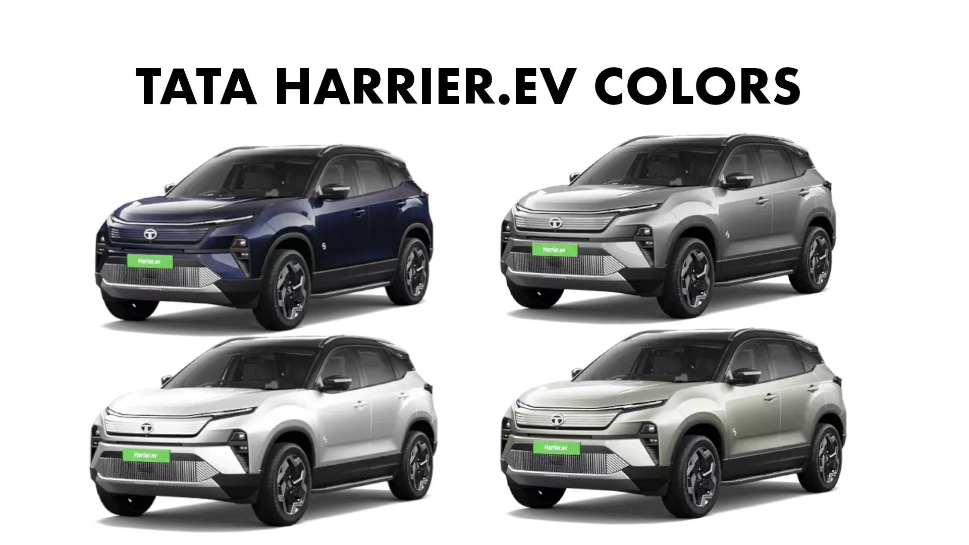 Tata Harrier EV Colors: Blue, Grey, White, Khaki - GaadiKey