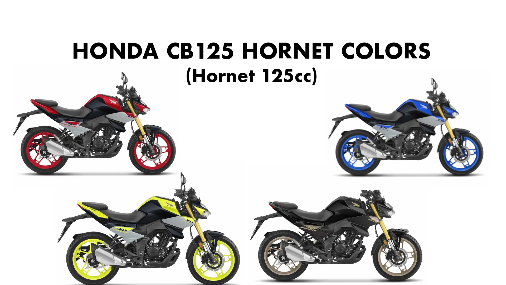 Honda Hornet 125 Colors (CB125 Hornet): Red, Yellow, Black, Blue - GaadiKey