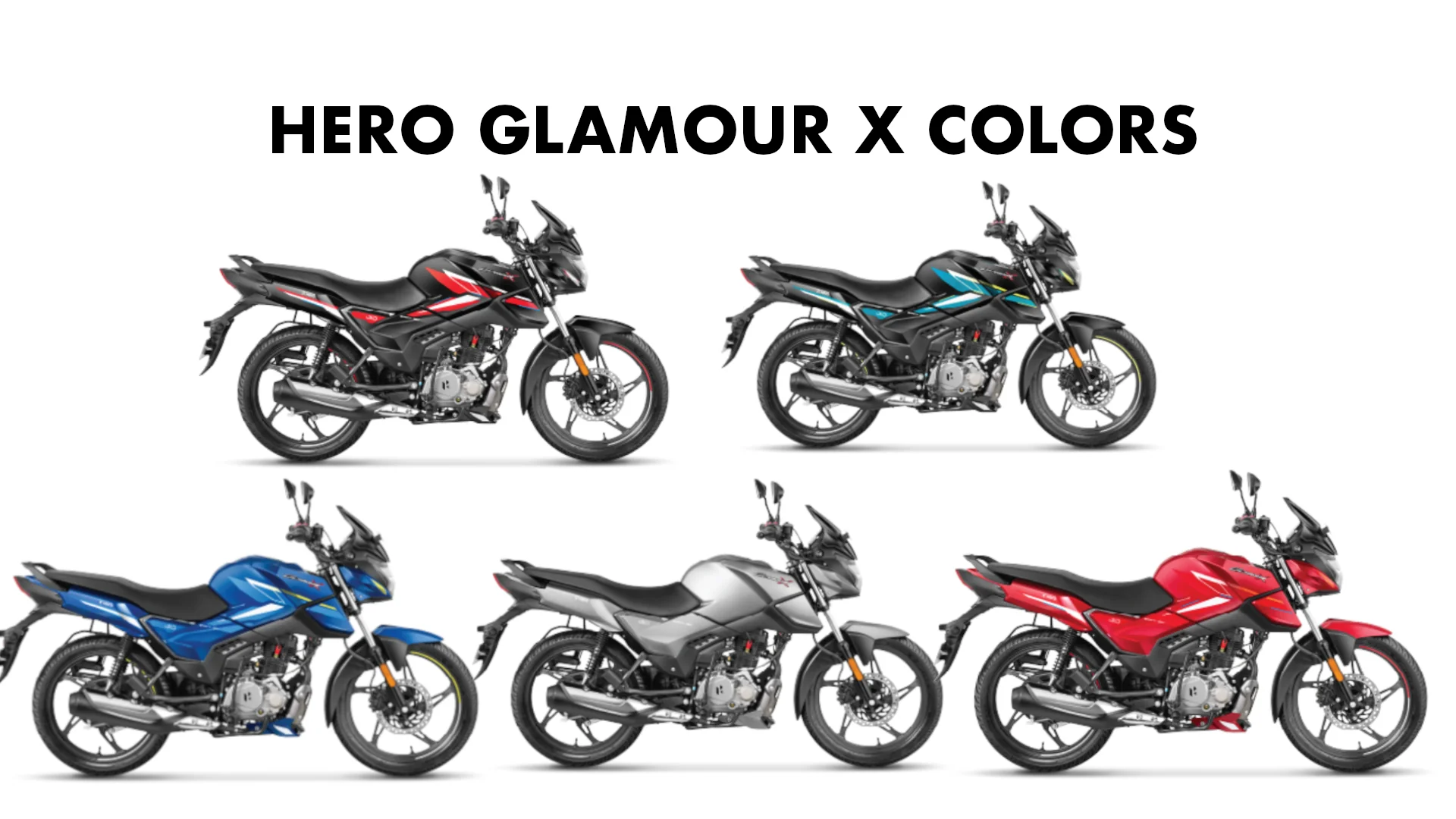 2025 Hero Glamour X Colors: Silver, Red, Blue, Black, Nexus Blue - GaadiKey