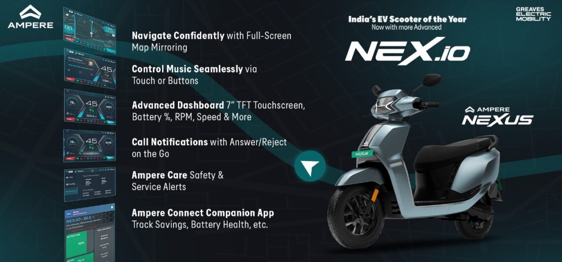 Ampere Nexus Scooter Upgrades: Map Mirroring, Nex.IO Tech & LFP Battery ...