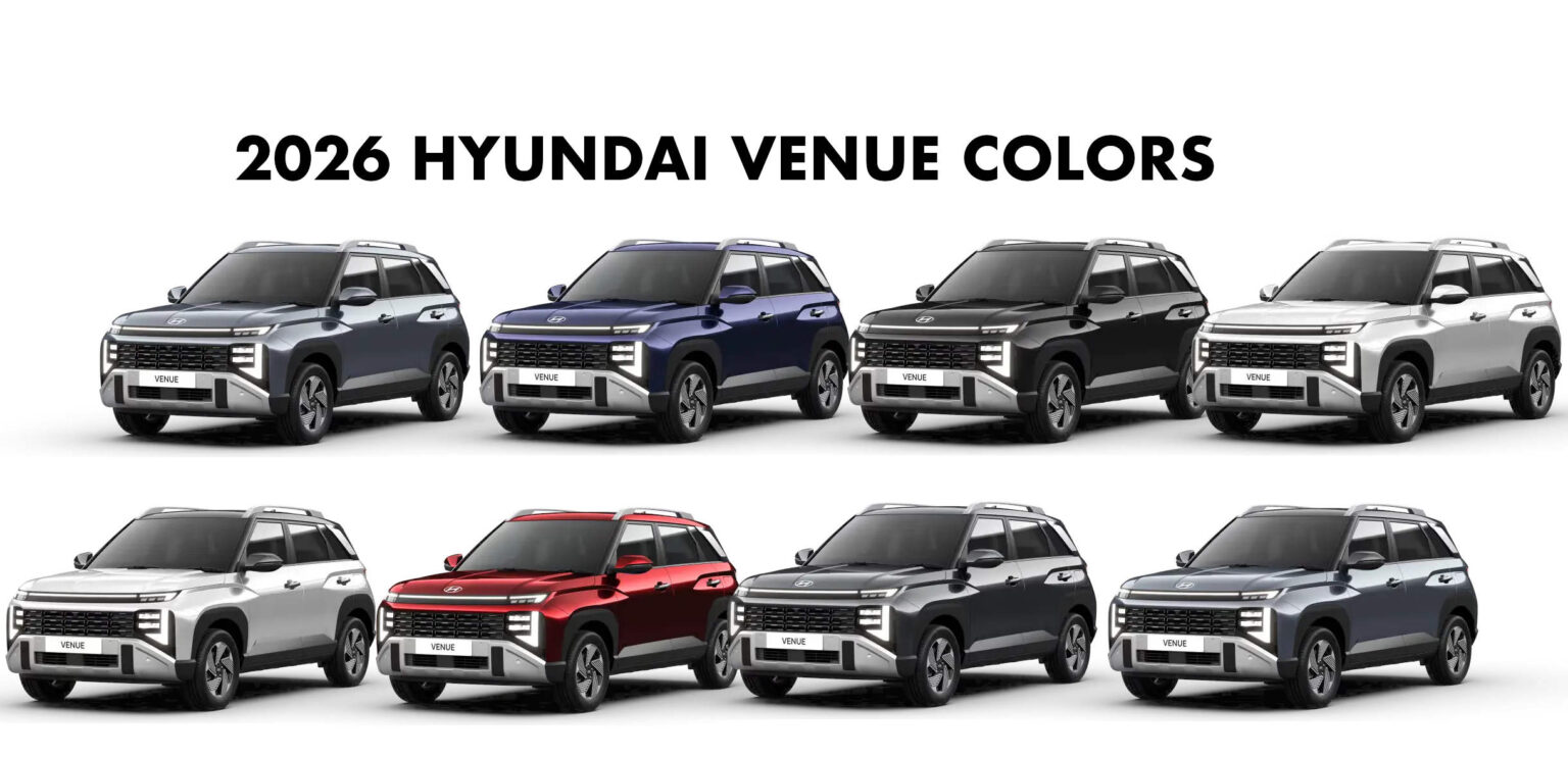 2026 Hyundai Venue Colors: Blue, Grey, White, Red, White - GaadiKey