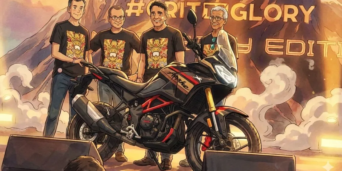 TVS Apache RTX 300 20th Anniversary Black-Gold Edition Unveiled - GaadiKey