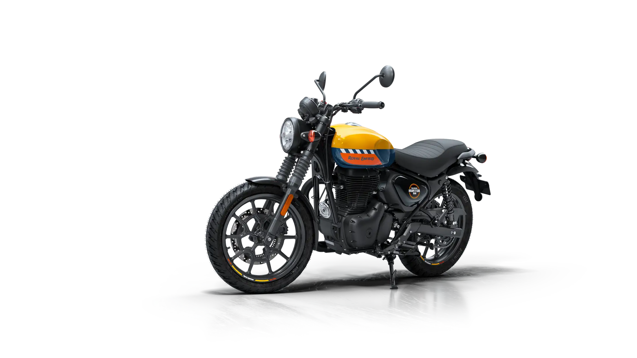 2026 Royal Enfield Hunter 350 Mumbai Yellow & Moonshot White Colors ...